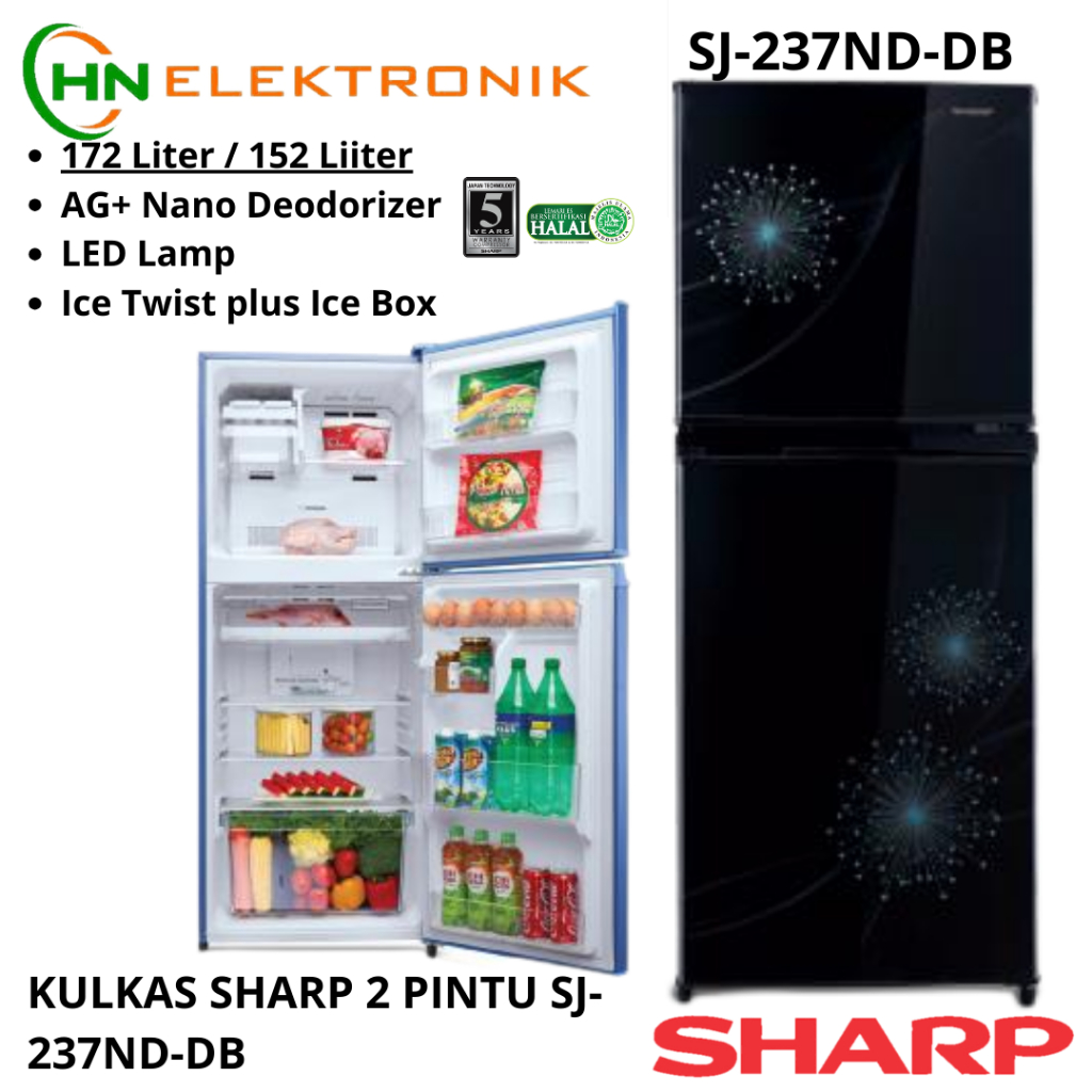 Jual KULKAS SHARP 2 PINTU SJ-237MG-DB | Shopee Indonesia