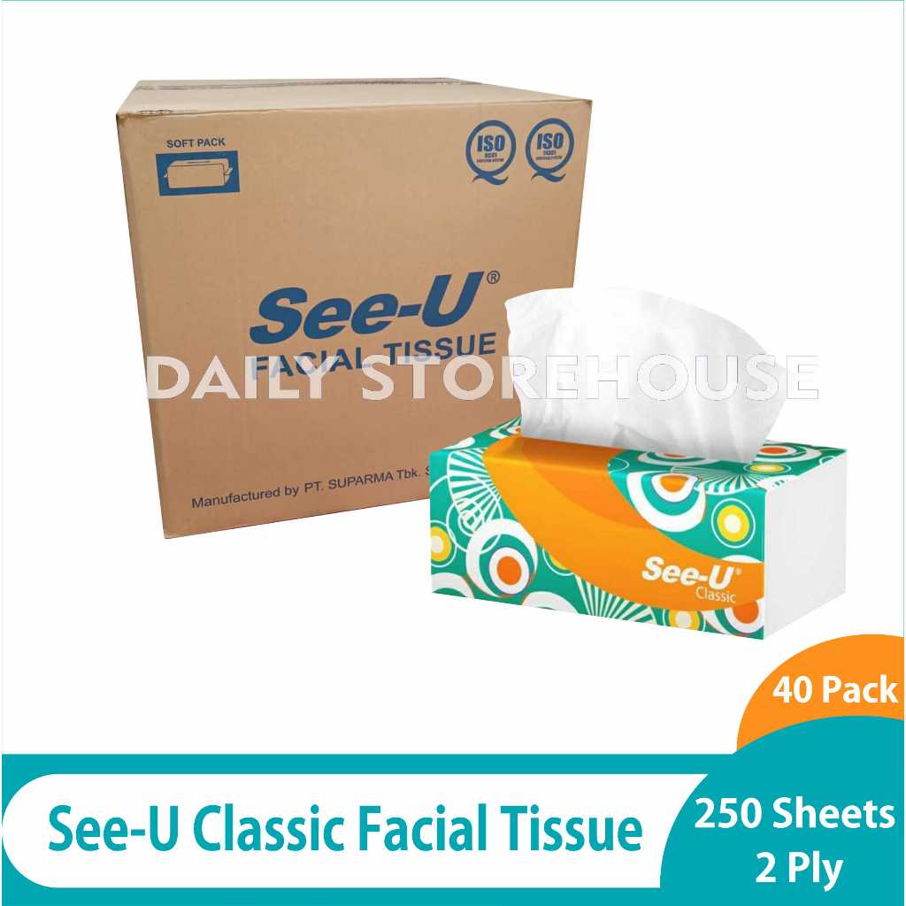 Jual 1 Dus Tissue See-U Classic Facial 250 Sheets 2 Ply Isi 40 Pack ...