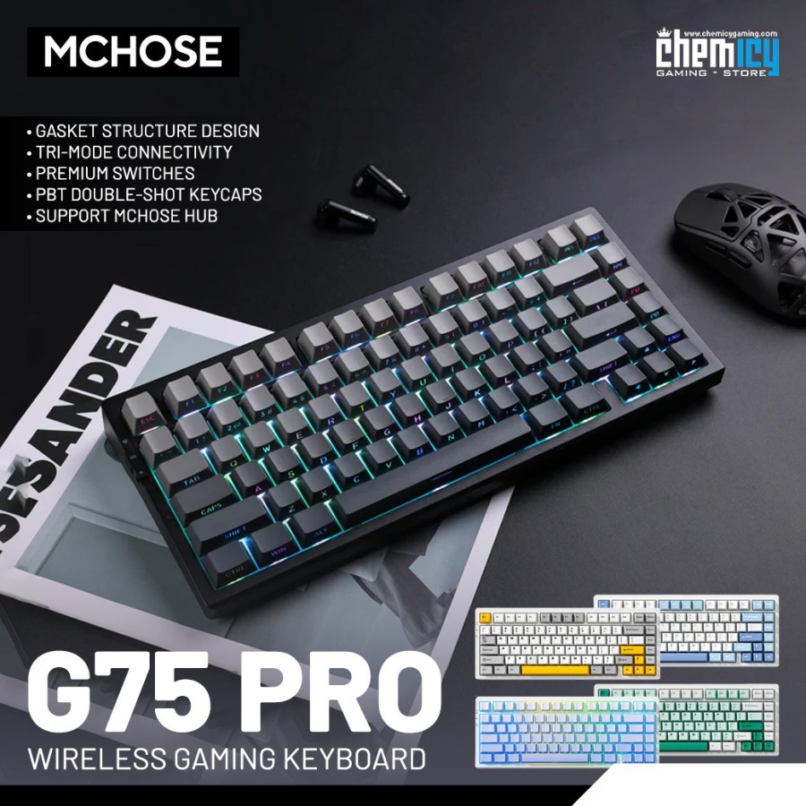 Jual MCHOSE G75 / G-75 Pro 75% Hotswap Tri-mode Mechanical Gaming Keyboard | Shopee Indonesia