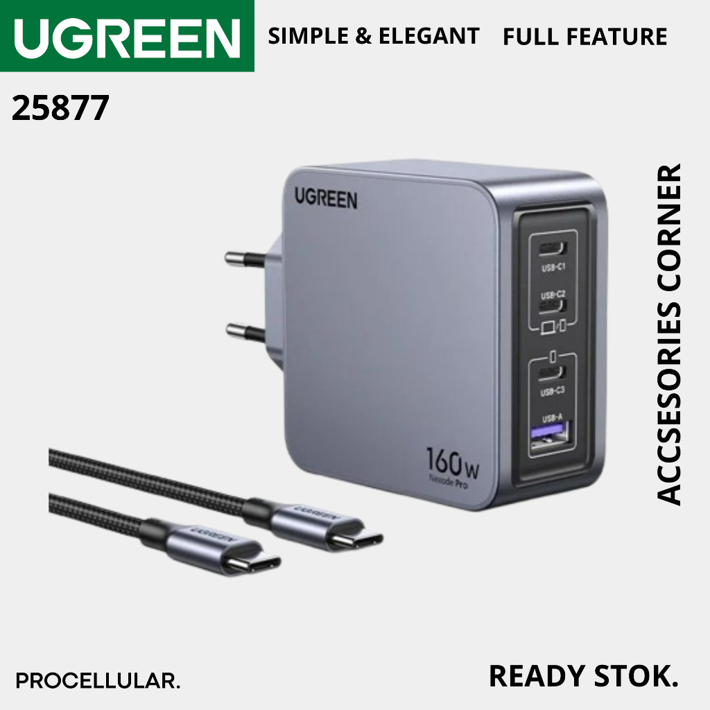Jual Ugreen Nexode Pro 160W GaN Adaptor Fast Charger LAPTOP 3 Port USB ...