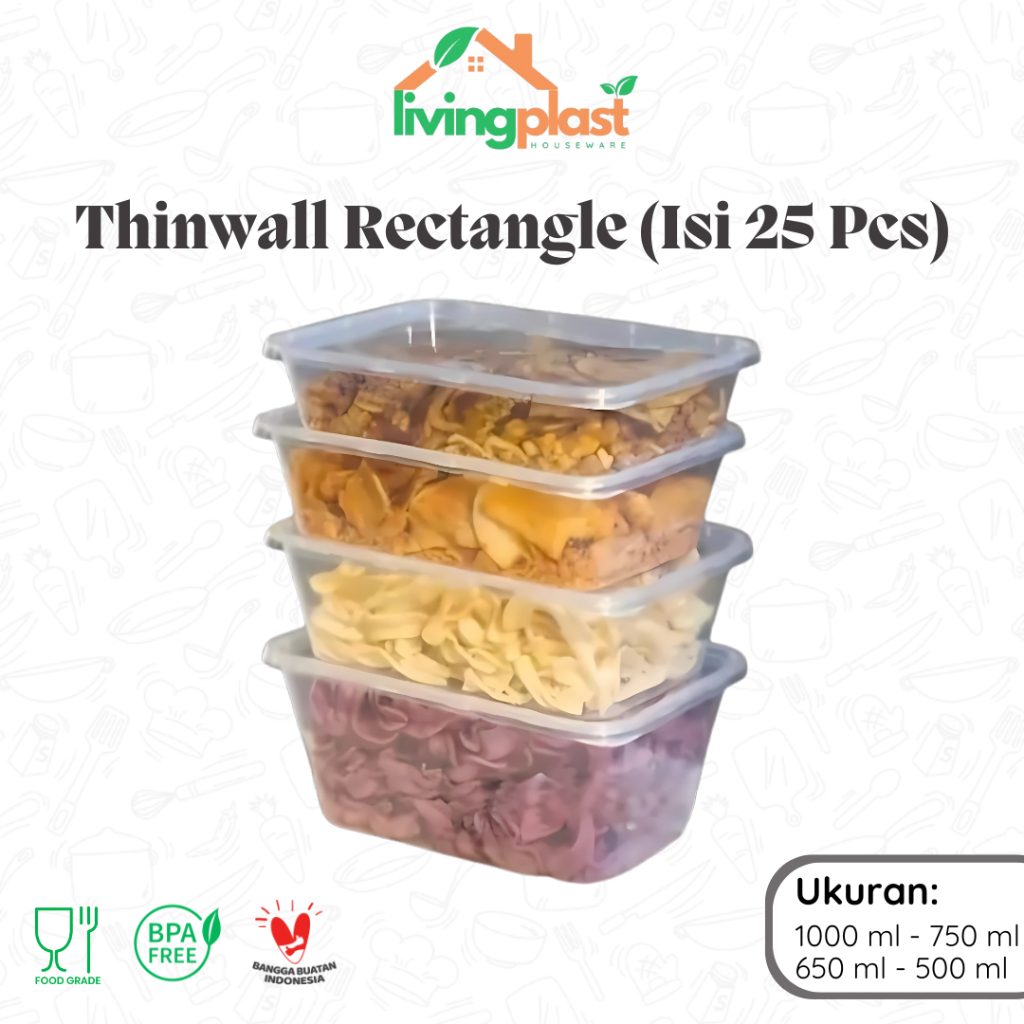 Jual Thinwall Rectangle & Sumo Kotak [ISI 25PCS] 3.000ml 2.000ml 1.500ml 1.000ml 750ml 650ml ...
