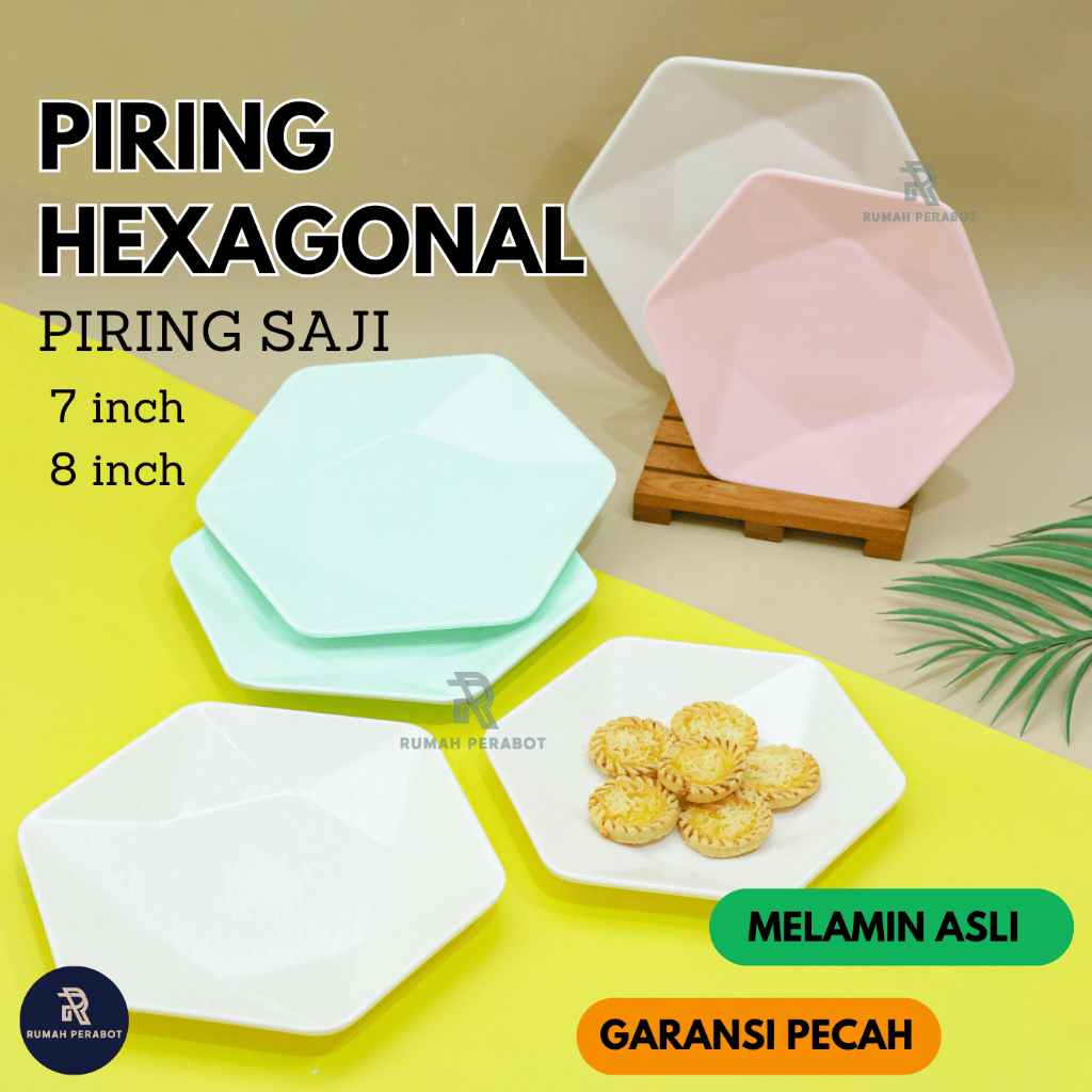 Jual Piring Hexagonal Polos 8/9 Inch Tebal Piring Saji Cantik | Shopee ...