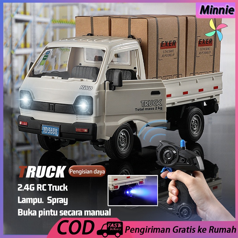 Jual 2.4ghz Simulasi Truk Wuling With Spray Rc Cargo Truck Rc Car Pickup Box Truk 1:16 Cash ...