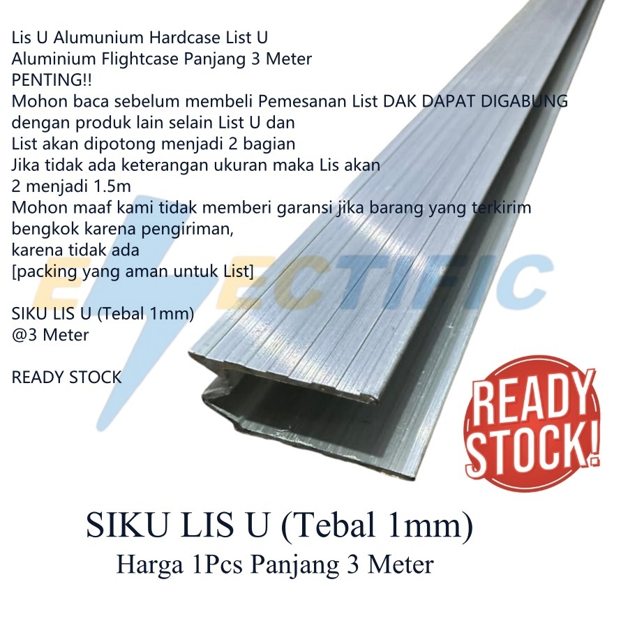 Jual LIS M ALUMINIUM HARDCASE LIST U ALUMINIUM FLIGHTCASE PANJANG 3 ...