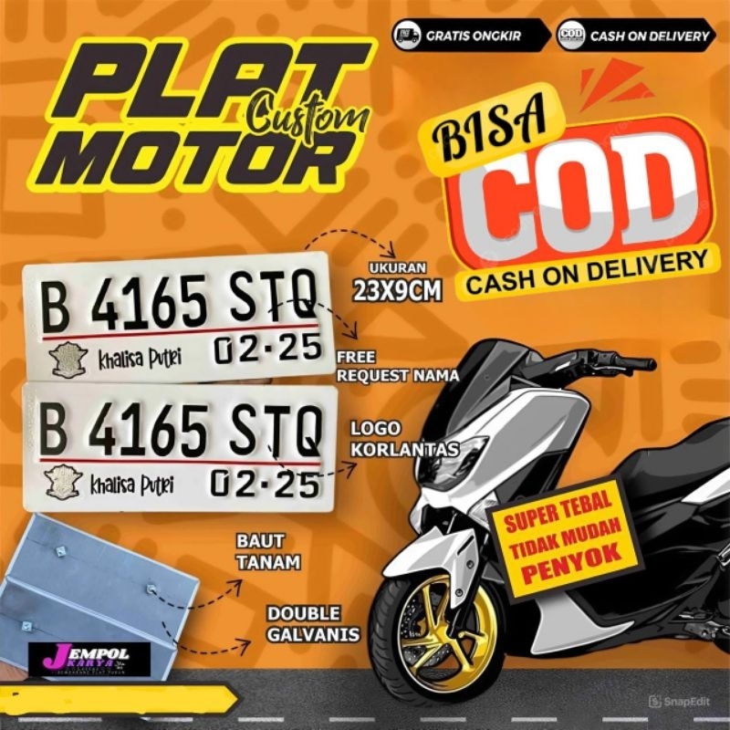 Jual PLAT MOTOR WARNA PUTIH //PLAT MOTOR BAUT TANAM//PLAT MOTOR CUSTOM ...
