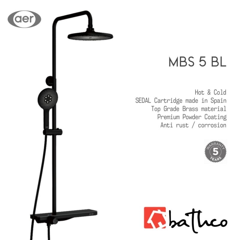 Jual AER Railing Bathtub Shower Mixer Brass Set MBS 5 BL | Shopee Indonesia