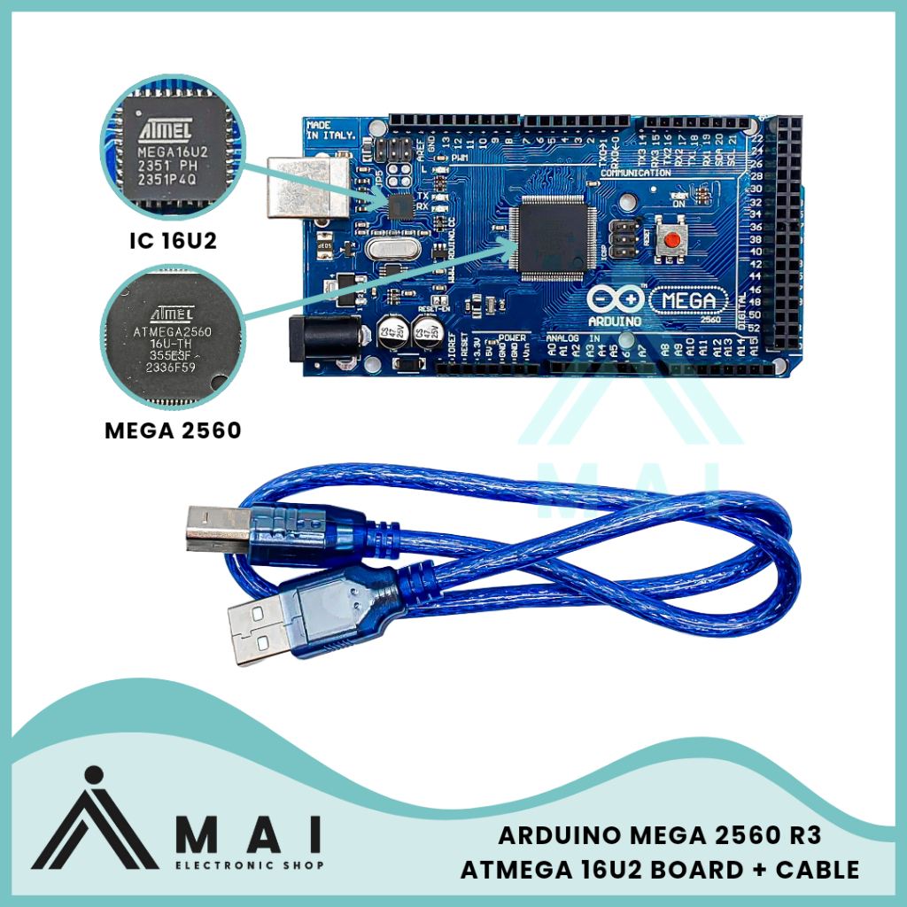 Jual Arduino Mega 2560 R3 Atmega 16u2 Clone Board Compatible Cable