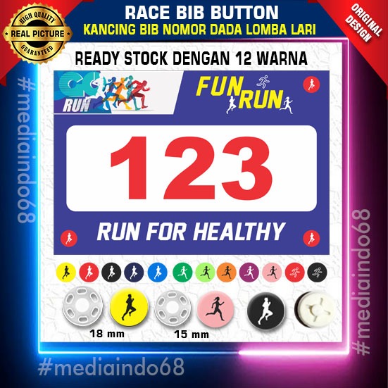 Jual Race BIB Button - Kancing BIB nomor dada Lomba Lari (1 SET isi ...