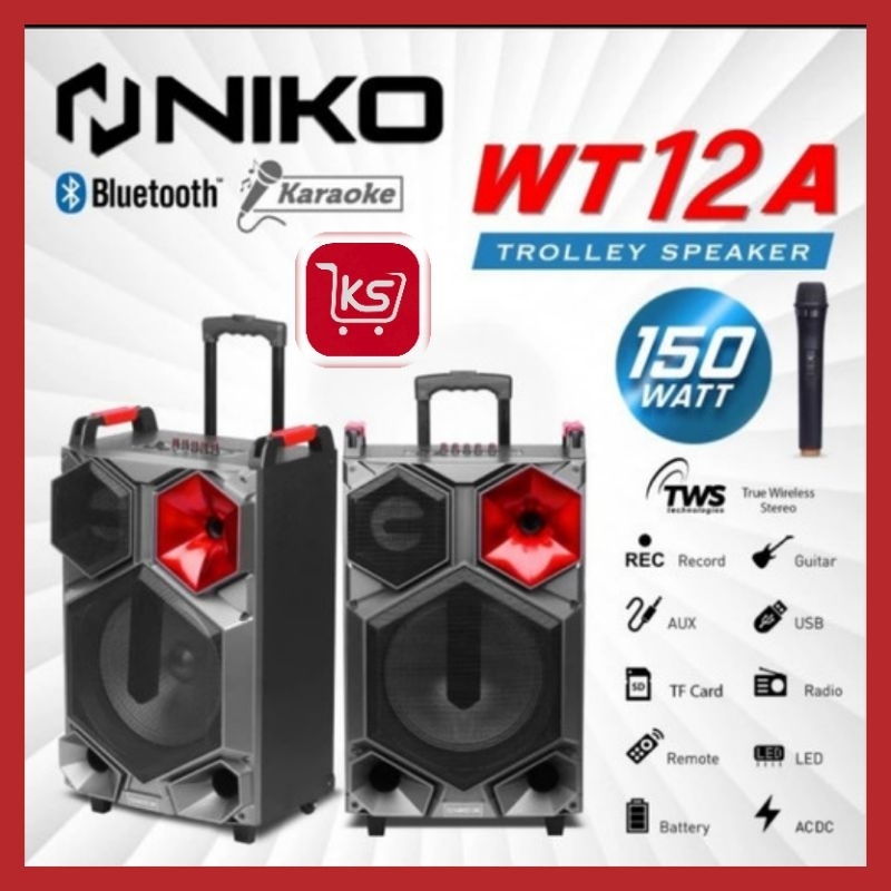 Jual SPEAKER NIKO WT12A | PORTABE | 1 MIC WIRELESS | Shopee Indonesia