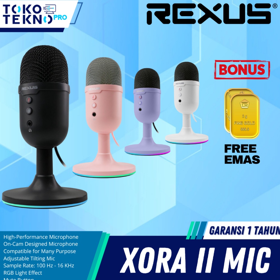 Jual Tren Kekinian Rexus XORA II 2 Microphone Condenser RGB Light ...
