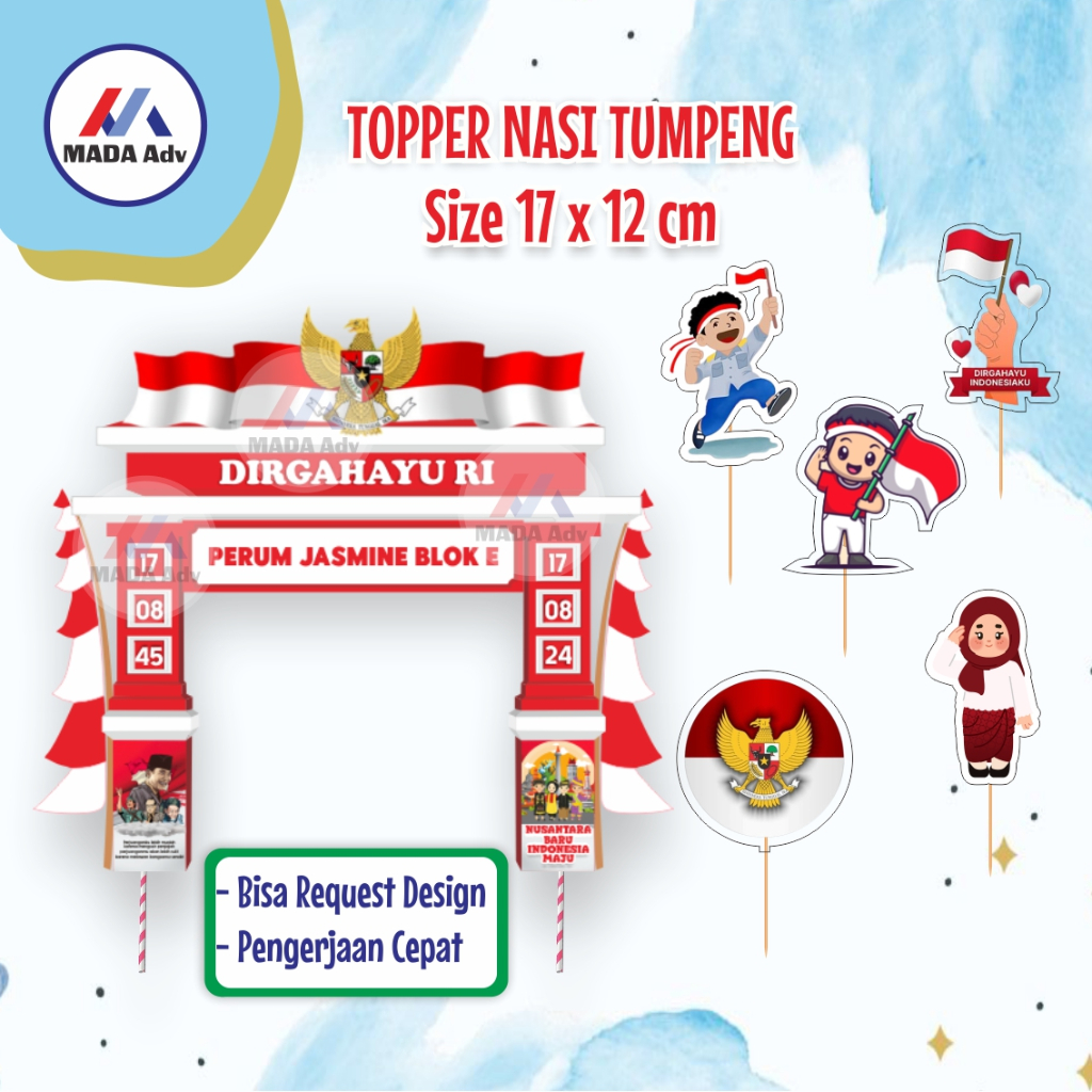 Jual Topper 17 Agustus / Hiasan Tumpeng Kemerdekaan HUT RI 6/ Topper ...