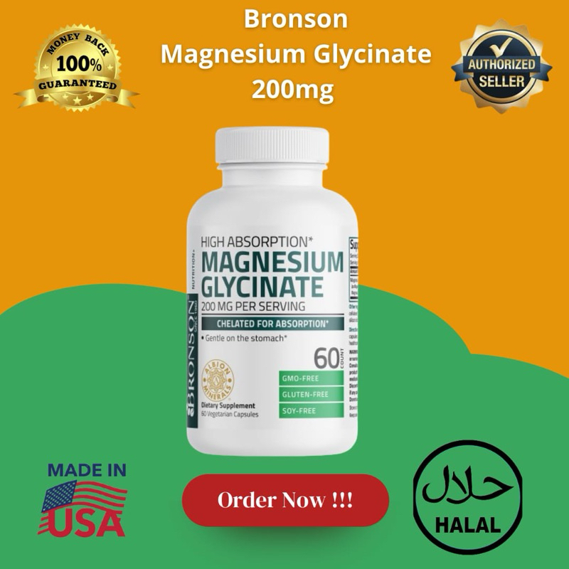 Jual Bronson Magnesium glycinate 200 mg Original USA | Shopee Indonesia