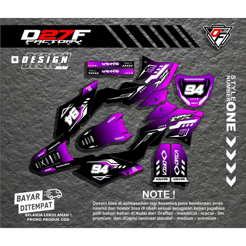 Jual decal stiker full body dtracker ,klx bf,gordon,crf dll custom ...