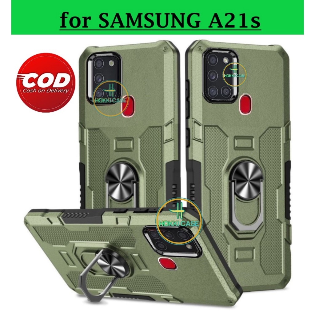 Jual Casing Untuk Samsung Galaxy A21S Hard Case Ring Armor Robot Case Kickstand Hybrid/Ring ...