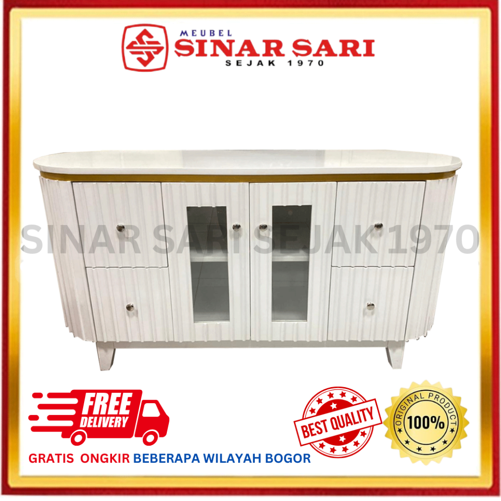 Jual Buffet Tv Full Duco Kaca Laci Daswer 160 cm | Shopee Indonesia