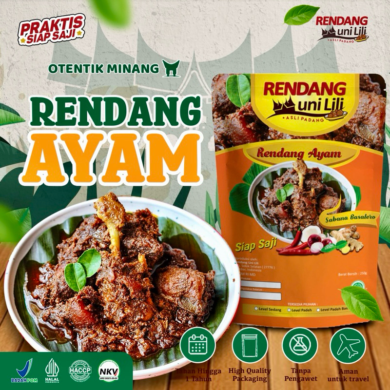 Jual RENDANG AYAM KAMPUNG 250 gr UNI LILI KHAS MINANG ASLI PADANG | Shopee Indonesia