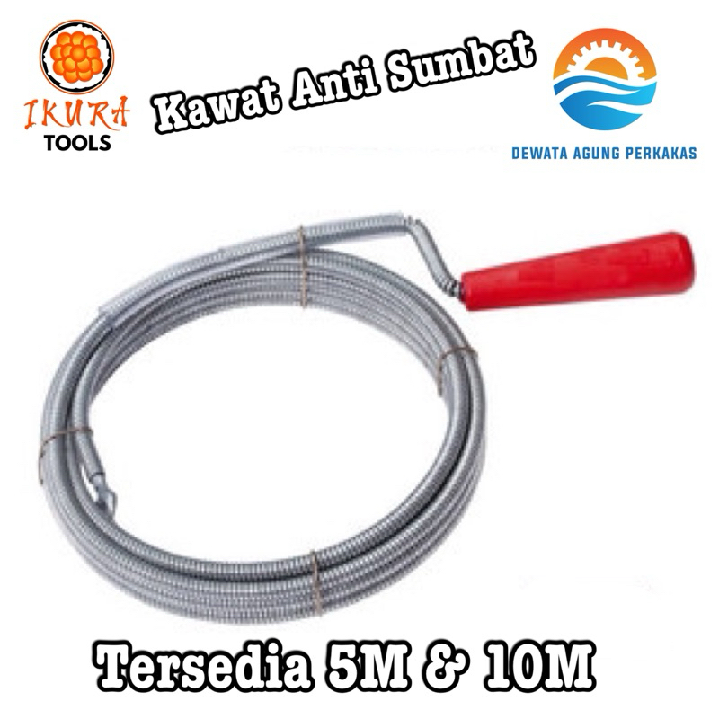 Jual Kawat Anti Sumbat 5 Meter 10 Meter Pipe Drain Cleaner 5M 10M Kawat Pembersih Saluran Pipa ...
