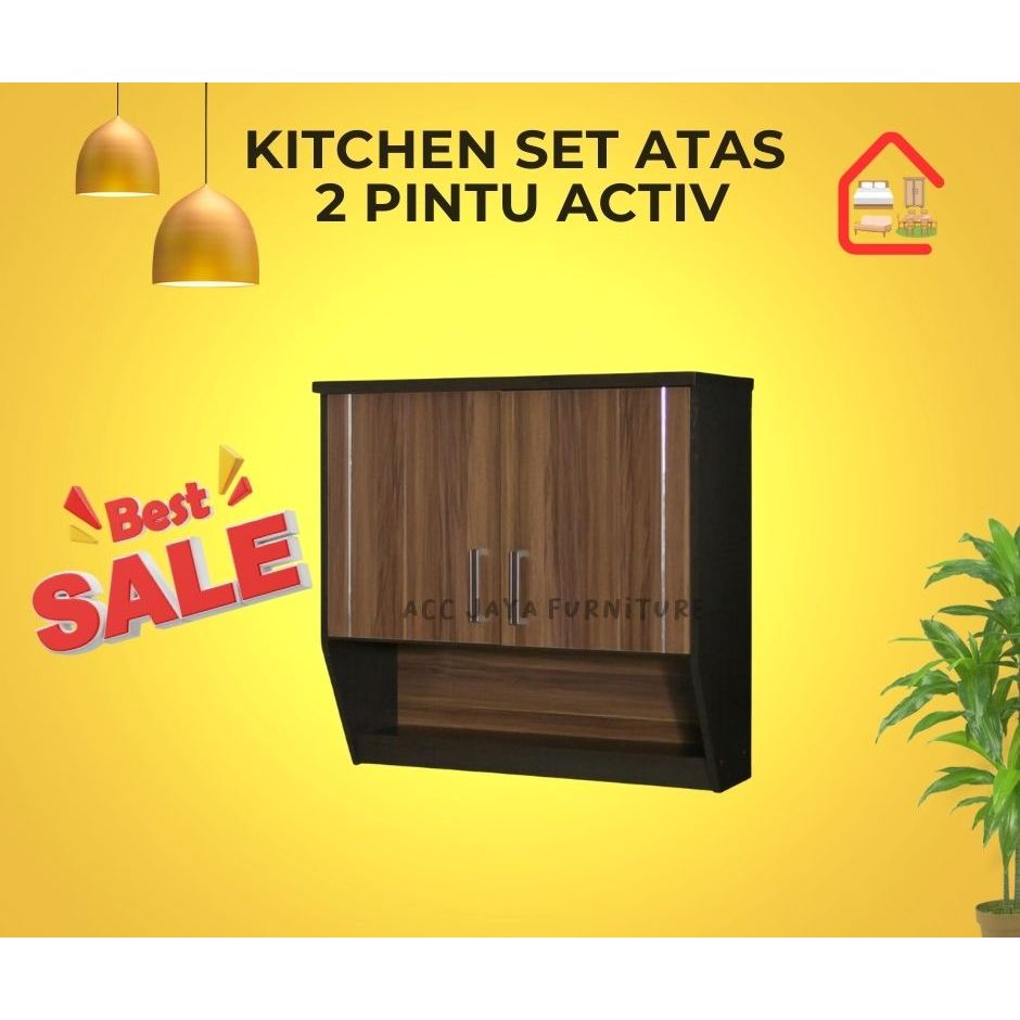 Jual Lemari Sayur Atas / Kitchen Set / Lemari Dapur Atas Kayu 2 Pintu ...