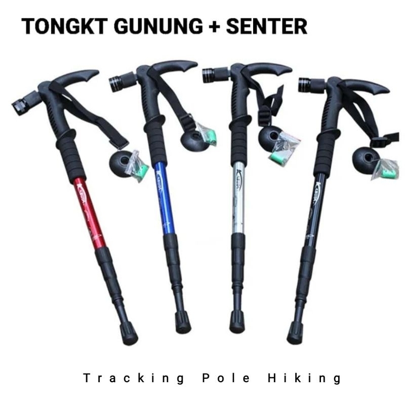 Jual Tracking Pole Hiking Tongkat Naik gunung + Mini Senter. | Shopee ...