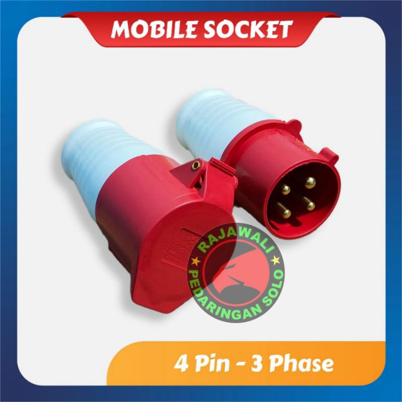 Jual Mobile Socket 4 Pin 3 Phase 3 pin 2 phase 1 set male female Soket ...