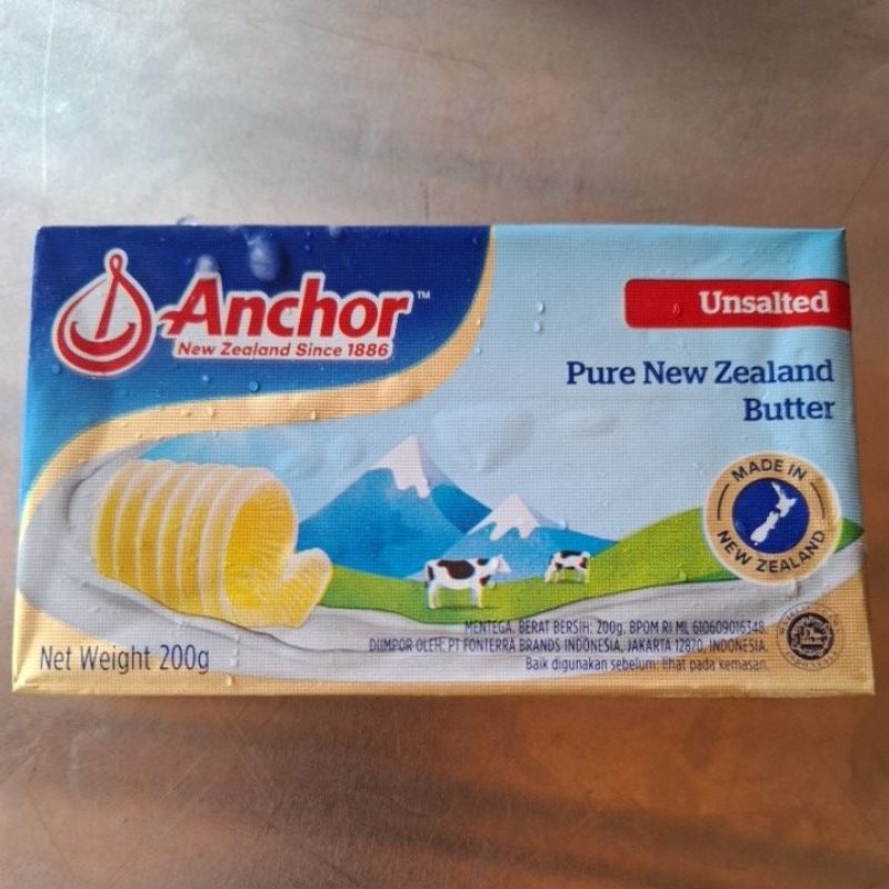 Jual Anchor unsalted butter 200 gr BIRU + tin wall | Shopee Indonesia