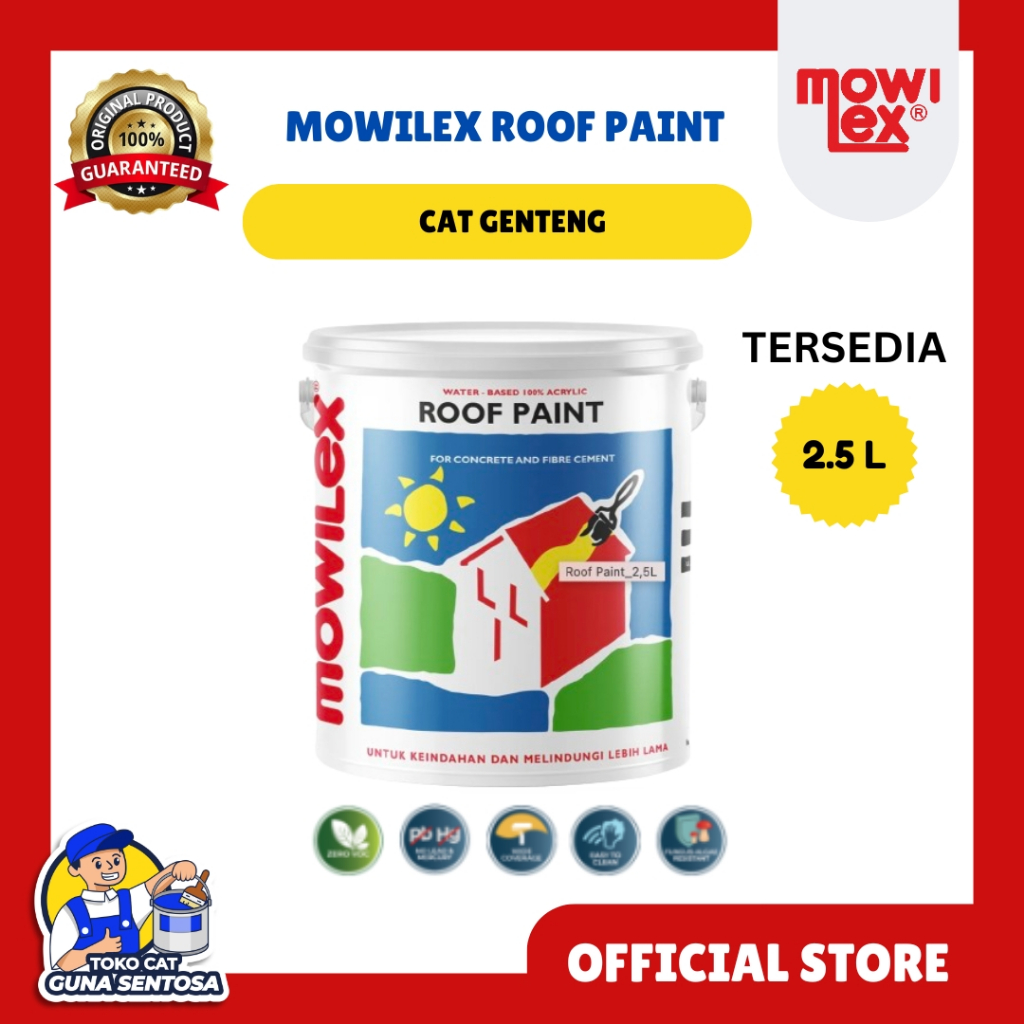 Jual CAT ATAP GENTENG MOWILEX ROOF PAINT 2.5 LITER | Shopee Indonesia