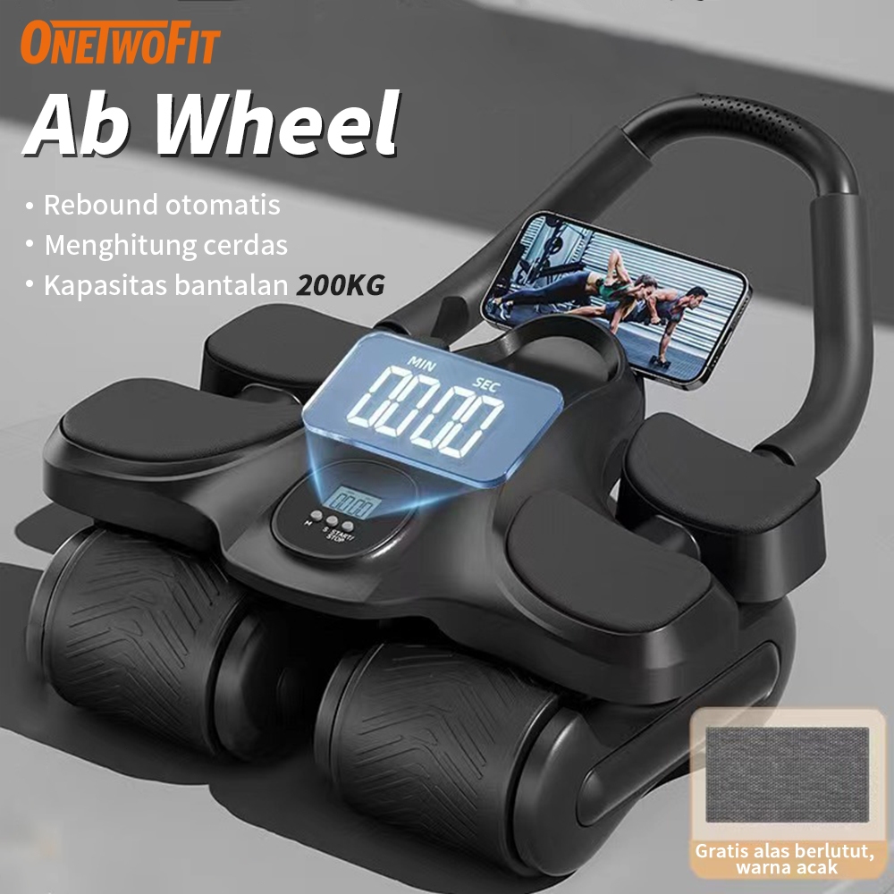Jual OneTwoFit Ab Wheel Ab Roller 4 Wheels Sit Up Automatic Rebound ...