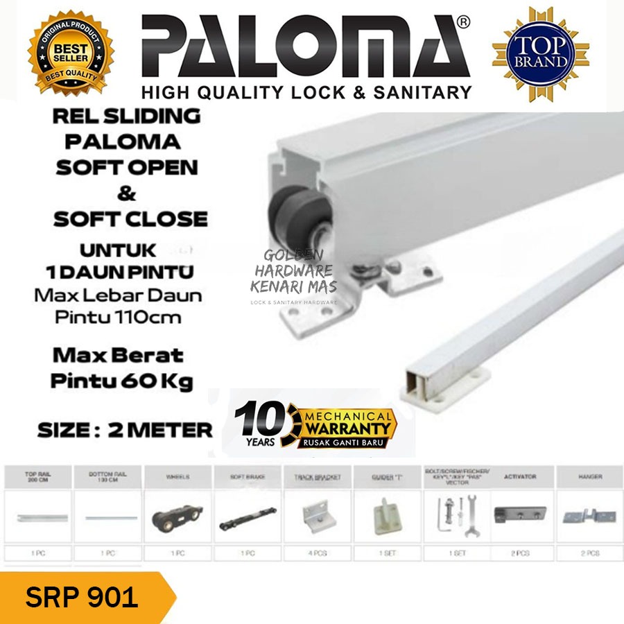 Jual PALOMA SRP 901 Reel Sliding Pintu Geser Aluminium Rel Soft Open ...