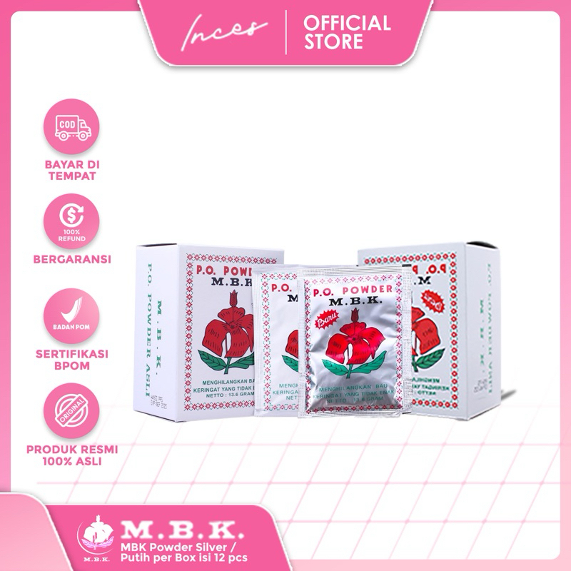 Jual 𝓲𝓷𝓬𝓮𝓼 - Bedak MBK Powder Silver / Putih per Box isi 12 bungkus ...