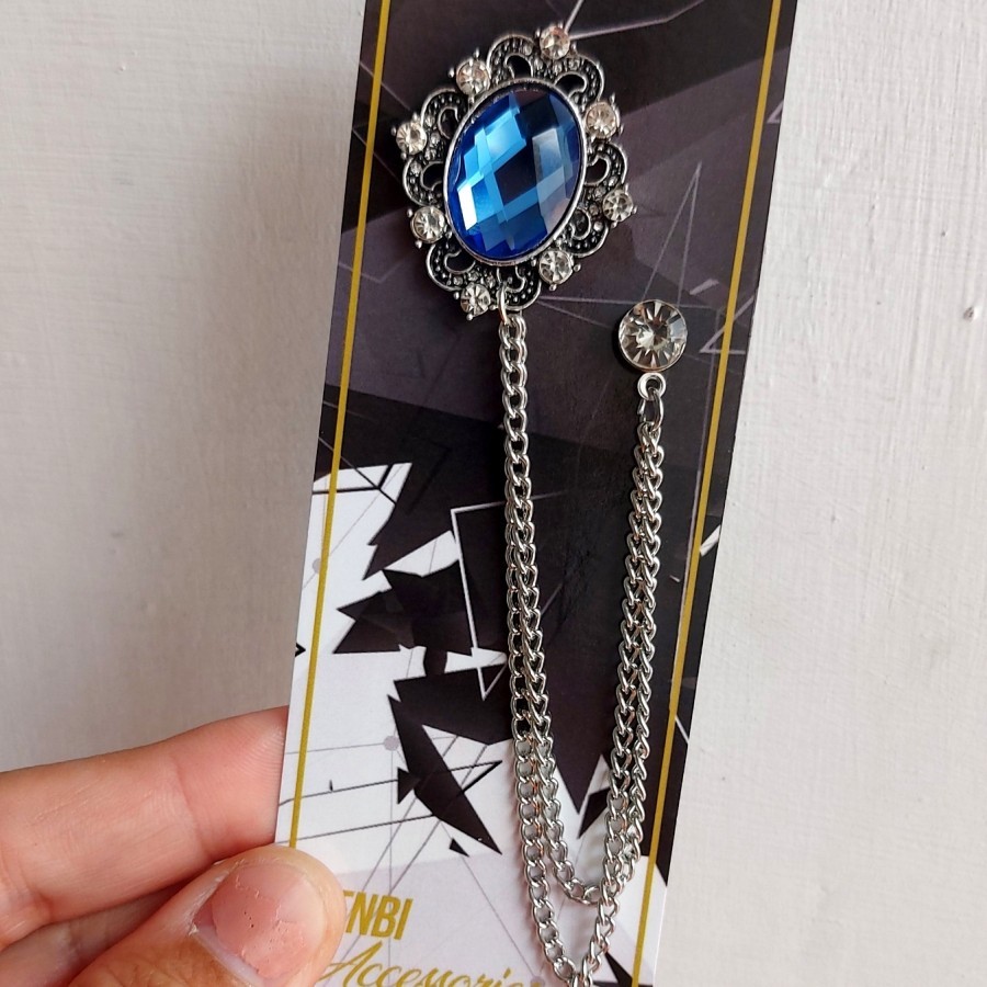 Jual Lapel pin rantai/bros rantai jas - diamond blue | Shopee Indonesia