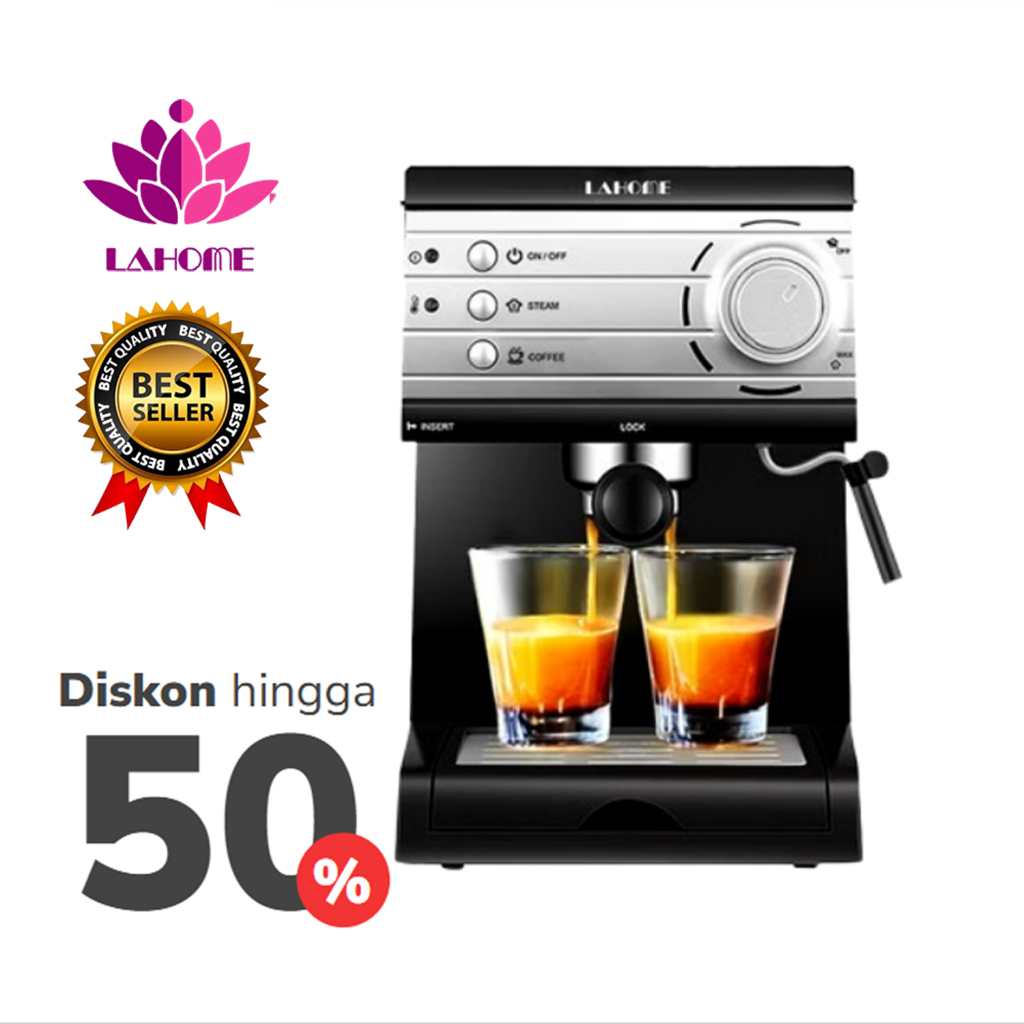 Jual Lahome Mesin Kopi Espresso, Semi-Otomatis Pembuat Coffee Maker ...