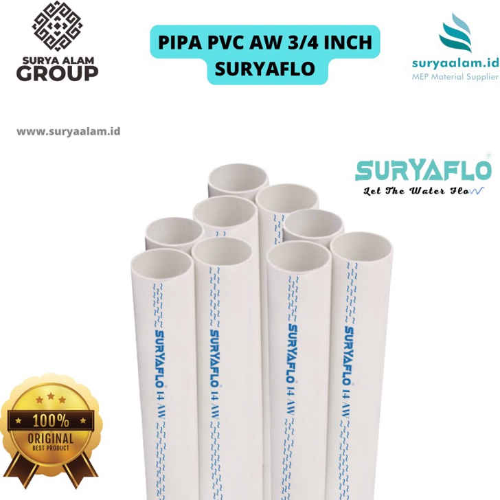 Jual PIPA PVC AW 34 SURYAFLO STANDART 4 METER | Shopee Indonesia