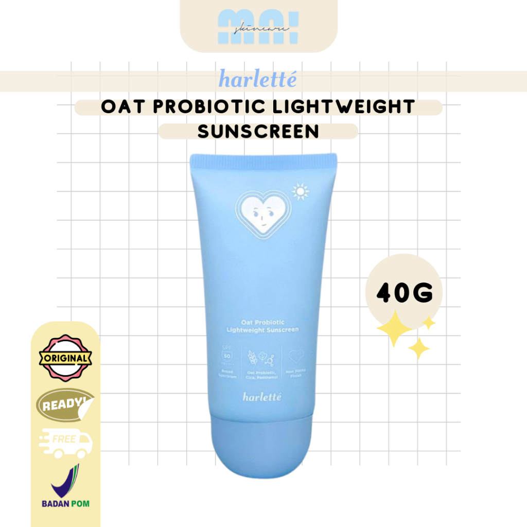 Jual Sunscreen Harlette (Oat Probiotic Lightweight Sunscreen) | Shopee ...