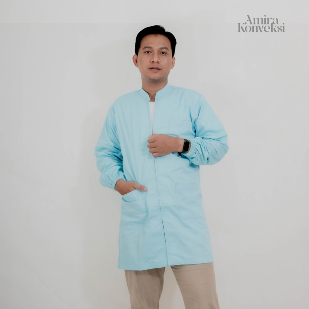 Jual Jas Lab Biru Muda / Jas Laboratorium Lengan Panjang dengan Kerut ...