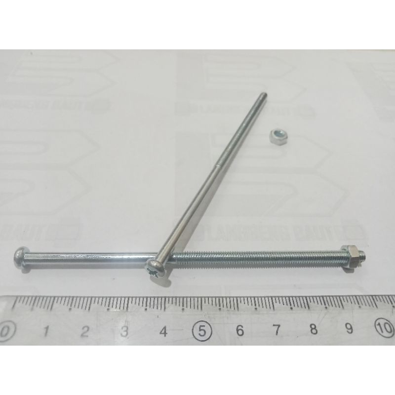 Jual Baut Mur JP M4x100 / Obeng Plus Kepala Bulat 4mm Panjang 10cm ...