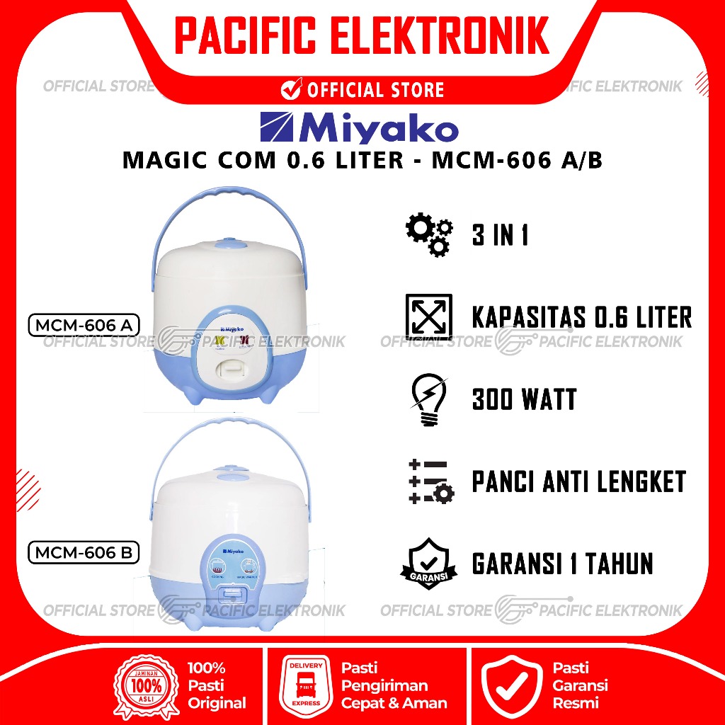 Jual Magic Com Miyako 0.6 Liter MCM-606A / 606A / 606B | Shopee Indonesia