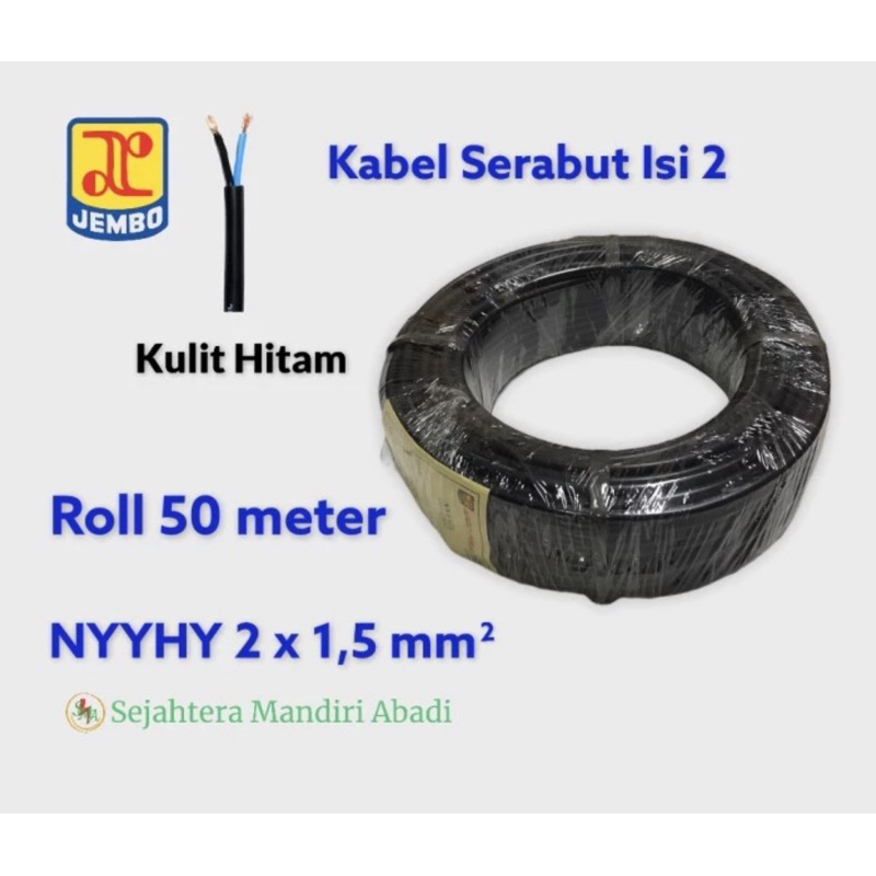 Jual Kabel NYYHY 2x1,5 mm Jembo @ 50 Meter Serabut Kawat | Shopee Indonesia