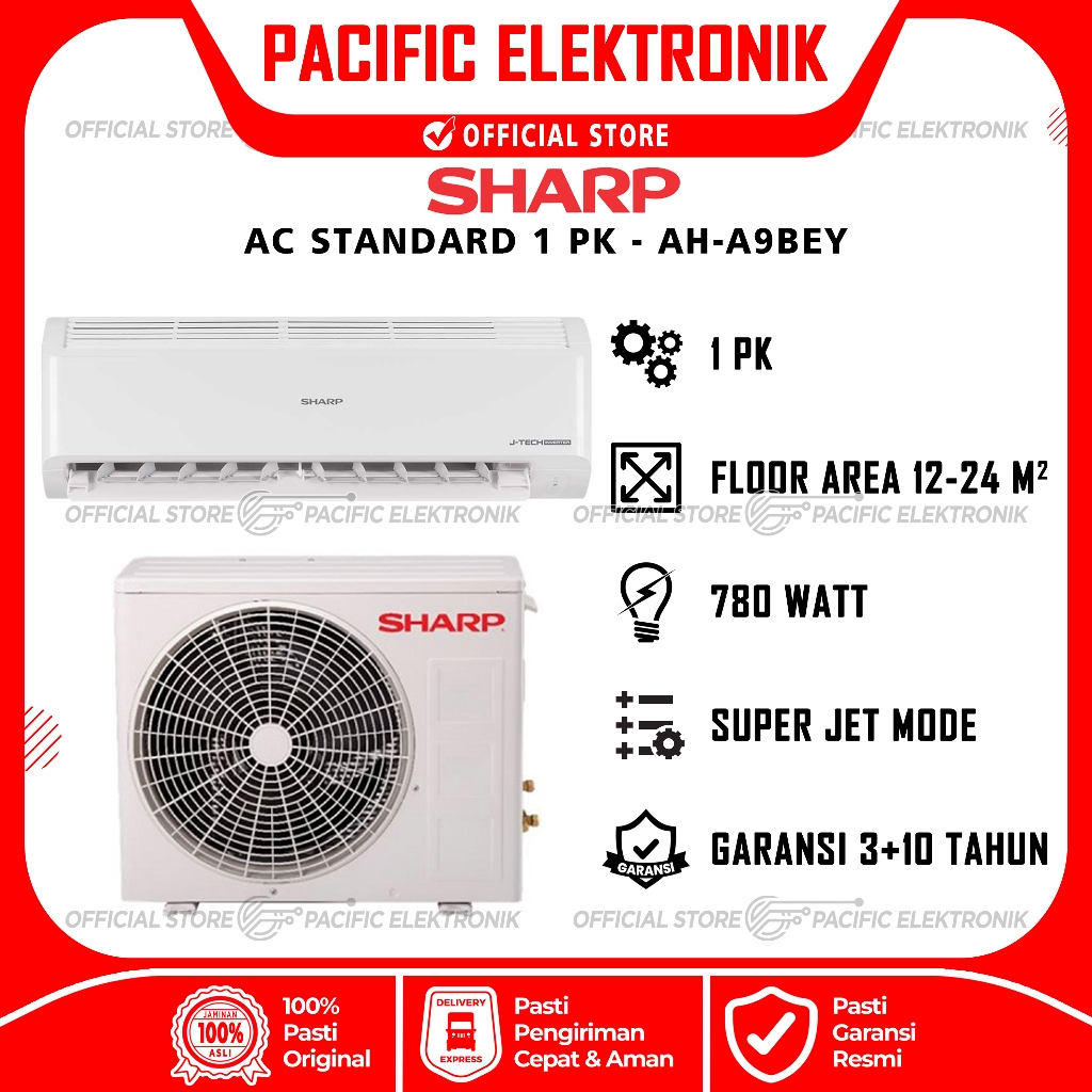 Jual AC Sharp 1PK AH-A9BEY / 9BEY (Unit Only) | Shopee Indonesia