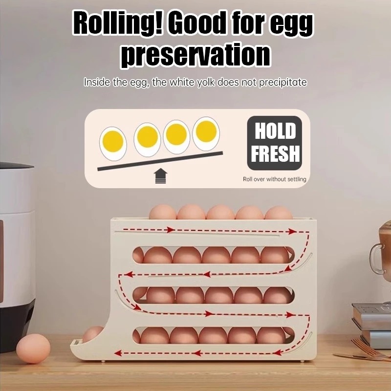 Jual Tempat Telur Ayam Kulkas 4 Tingkat Bergulir Otomatis | Shopee ...