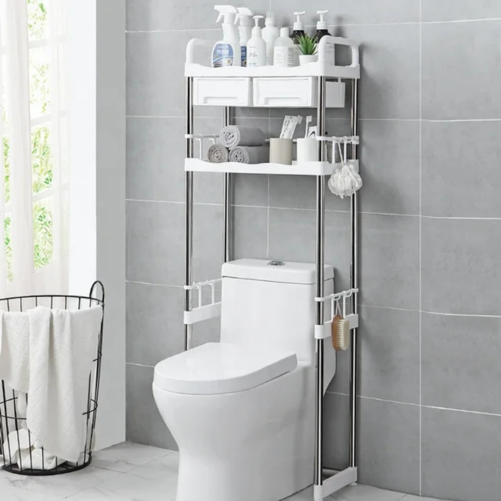 Jual Rak toilet rangka stainless lengkap dengan laci storage dan ...