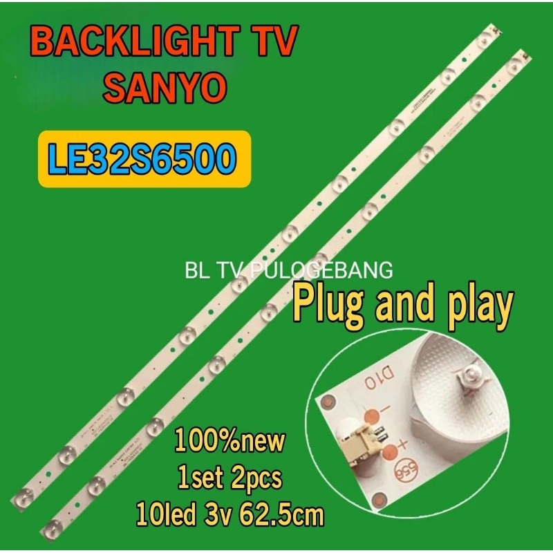 Jual LAMPU LED BACKLIGHT BL TV SANYO 32S6500 LE32S6500 32" 10LED ...