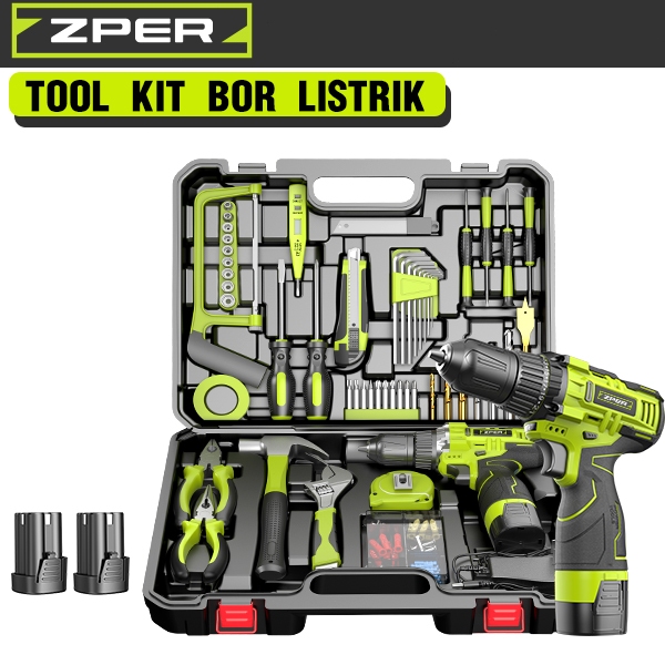 Jual ZPER Satu Set Alat Perkakas Bor Listrik Cordless Tang Obeng Palu ...