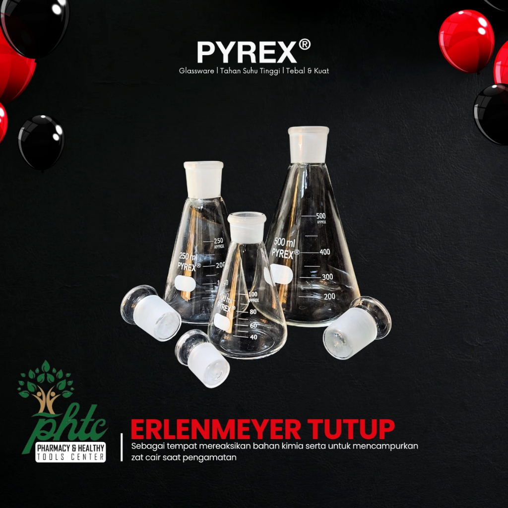 Jual Erlenmeyer Tutup l Labu Elmeyer Kaca dengan Tutup Kuat & Tebal ...