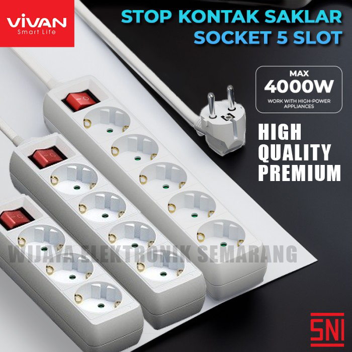 Jual VIVAN VPS Series KABEL Stop Kontak Socket 3 4 5 6 Slot Plastik ...