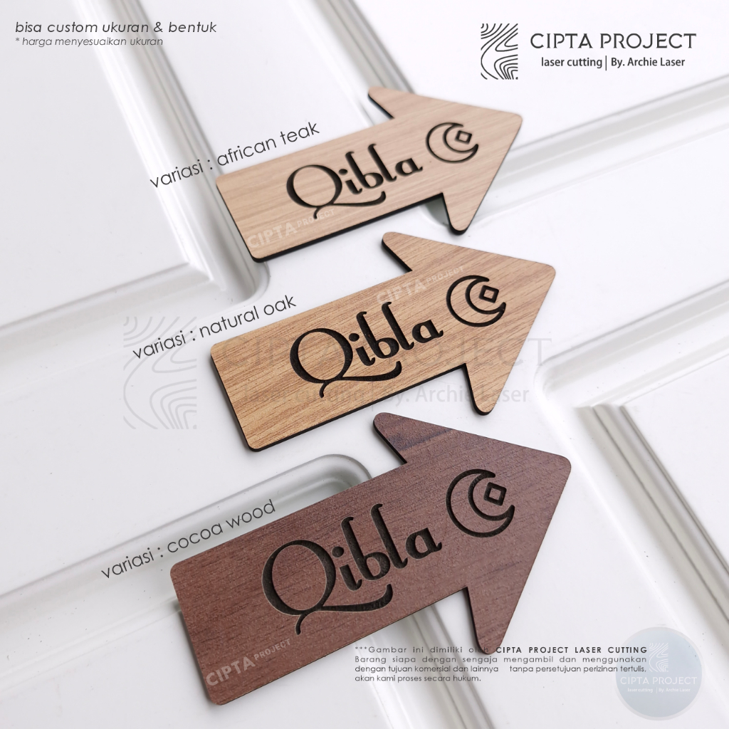 Jual Papan Arah Kiblat Kayu Murah / Sign Board Kiblat Signage/ Arah ...