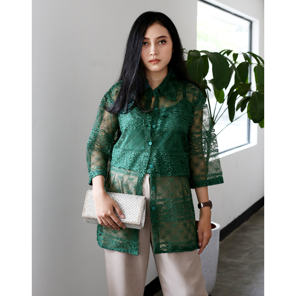 Jual outer brokat | outer brokat kondangan kekinian KEBAYA MODEL KEMEJA ...