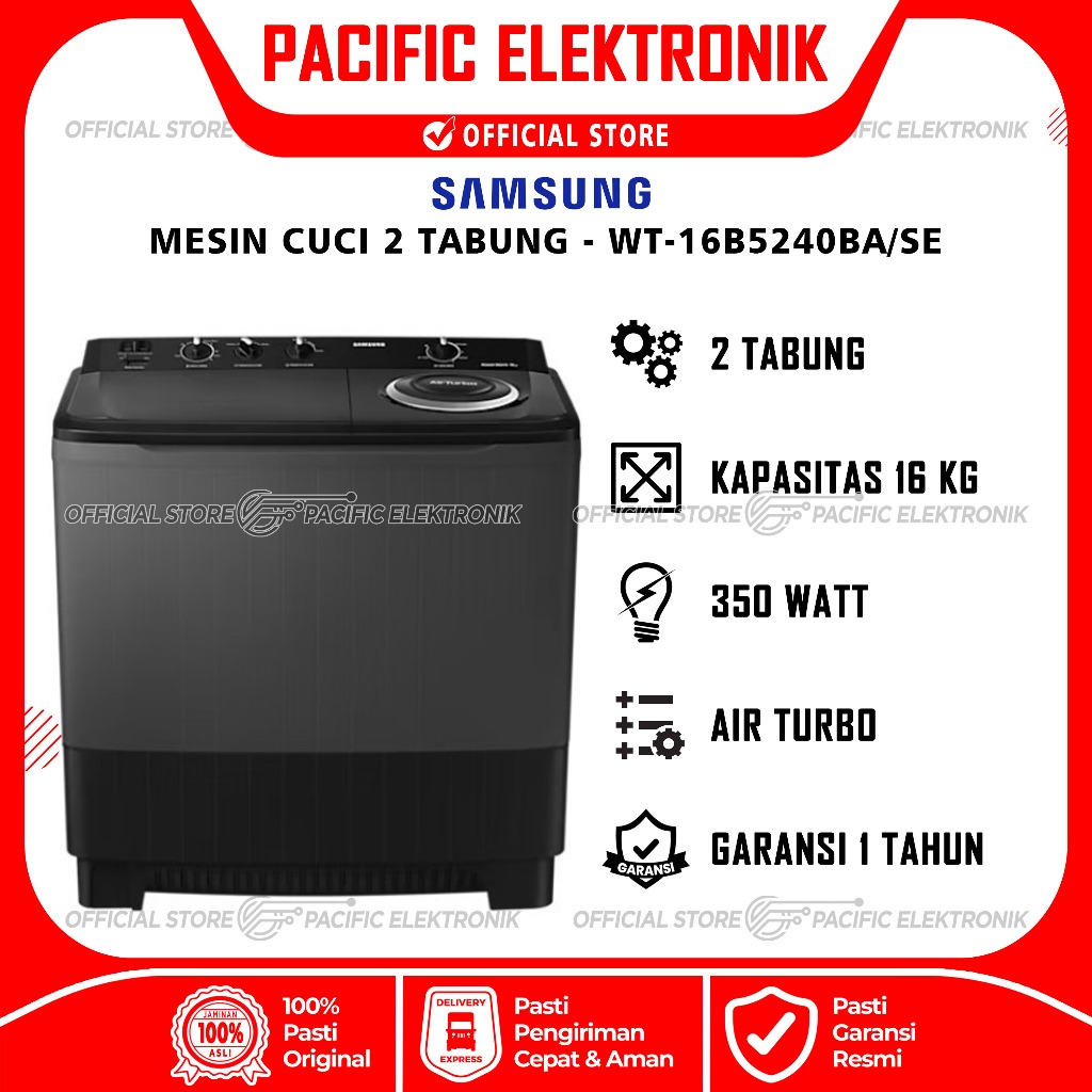 Jual Mesin Cuci Samsung 2 Tabung 16kg WT16B5240BA/SE / WT16B5240BA / WT16 | Shopee Indonesia