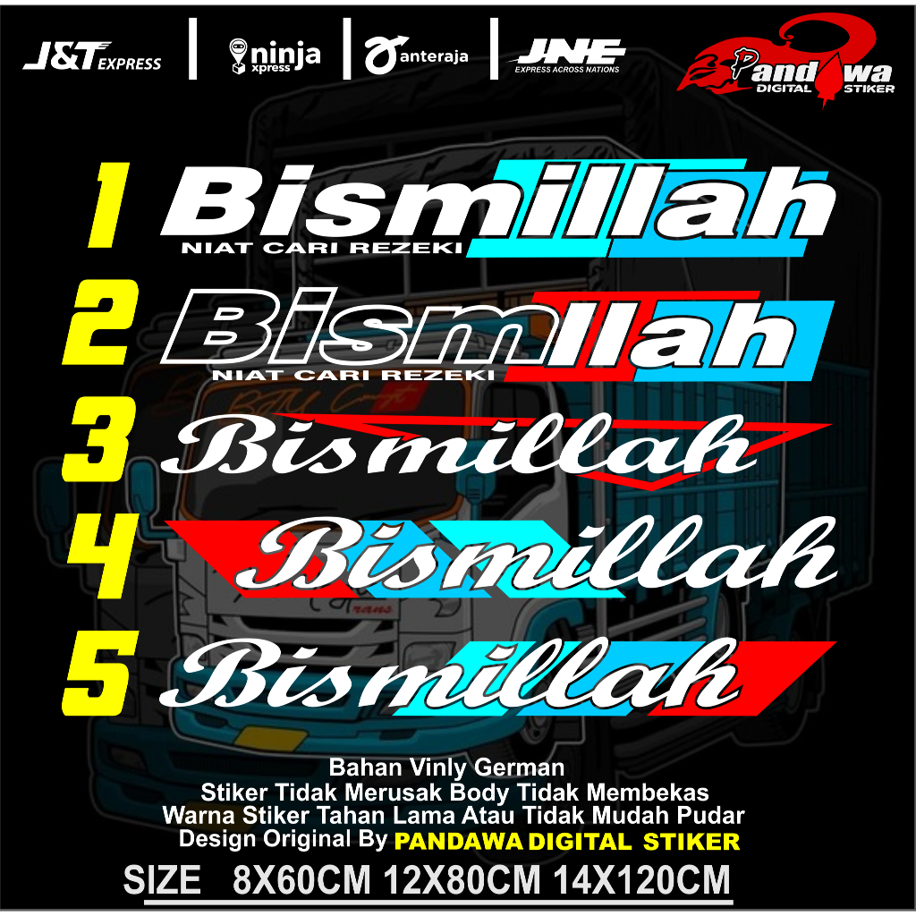 Jual Stiker Truk Bismillah Cutting Sticker Latin Kaca Depan mobil box ...