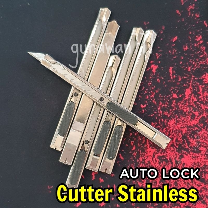 Jual Cutter Stainless Kecil Auto Lock PERBIJI | Shopee Indonesia
