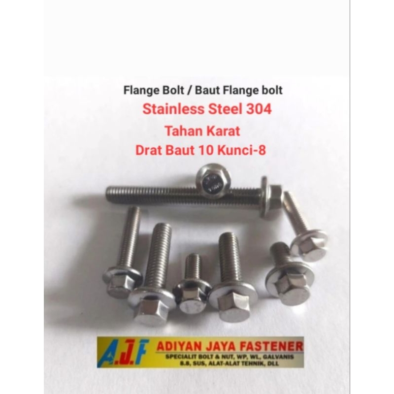 Jual BAUT FLANGE /DRAT BAUT 10 /M.6 ( Panjang 1,2cm-1,5cm-2cm-2,5cm-3cm ...